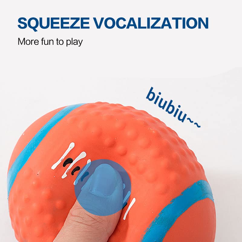 Dog Toy Balls,Natural Rubber Dog Chew Toys for Small Medium Breed,Squeaky Durable Dog Toys for Aggressive Chewers (Rugby Large)