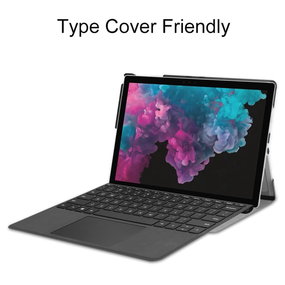 for Microsoft Surface Pro 7 2019 / Pro 6 2018 / Pro 5 1796 2017 / Pro 4 1724 2015 Tablet Cover, Luxury Lightweight Ultra Slim Folio Stand Leather Case Fit with Type Cover Keyboard (Red)