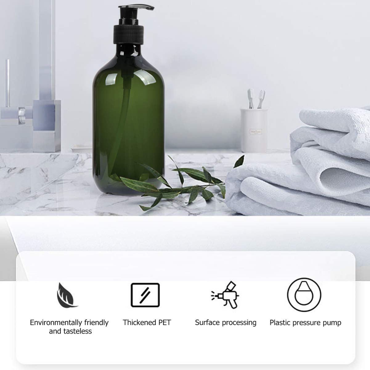 Cabilock Empty Soap Bottles Travel Shampoo Bottles 4Pcs Empty Plastic Cylinder Lotion Bottles Dispenser Refillable Jar for Body Wash Massage Lotion Travel 500ML (Green) Travel Lotion