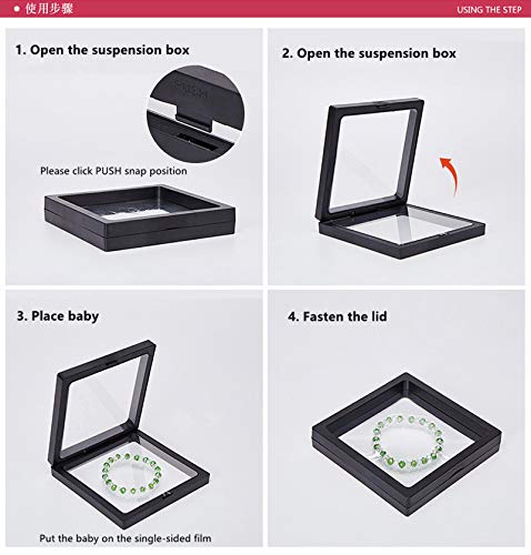 XIZHI Set of 10 Pack Black Diamond Shape Display 3D Floating Frame Display Holder Stands Holder Magic Suspension Box ,2 3/4 x 2 3/4 x 7/8inches
