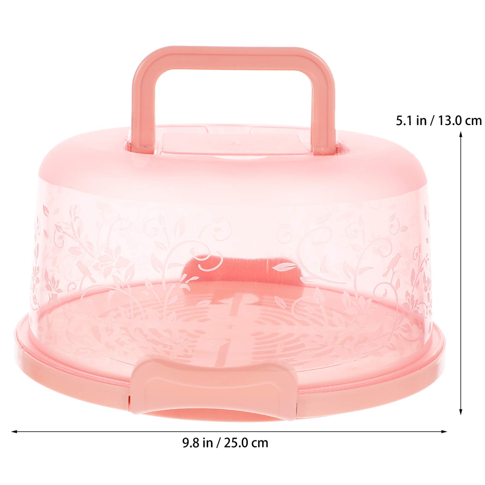 PAREKS Portable Round Cake with Handle Pie Saver Cupcake Container Carriers with Dome Lids Pink/1191