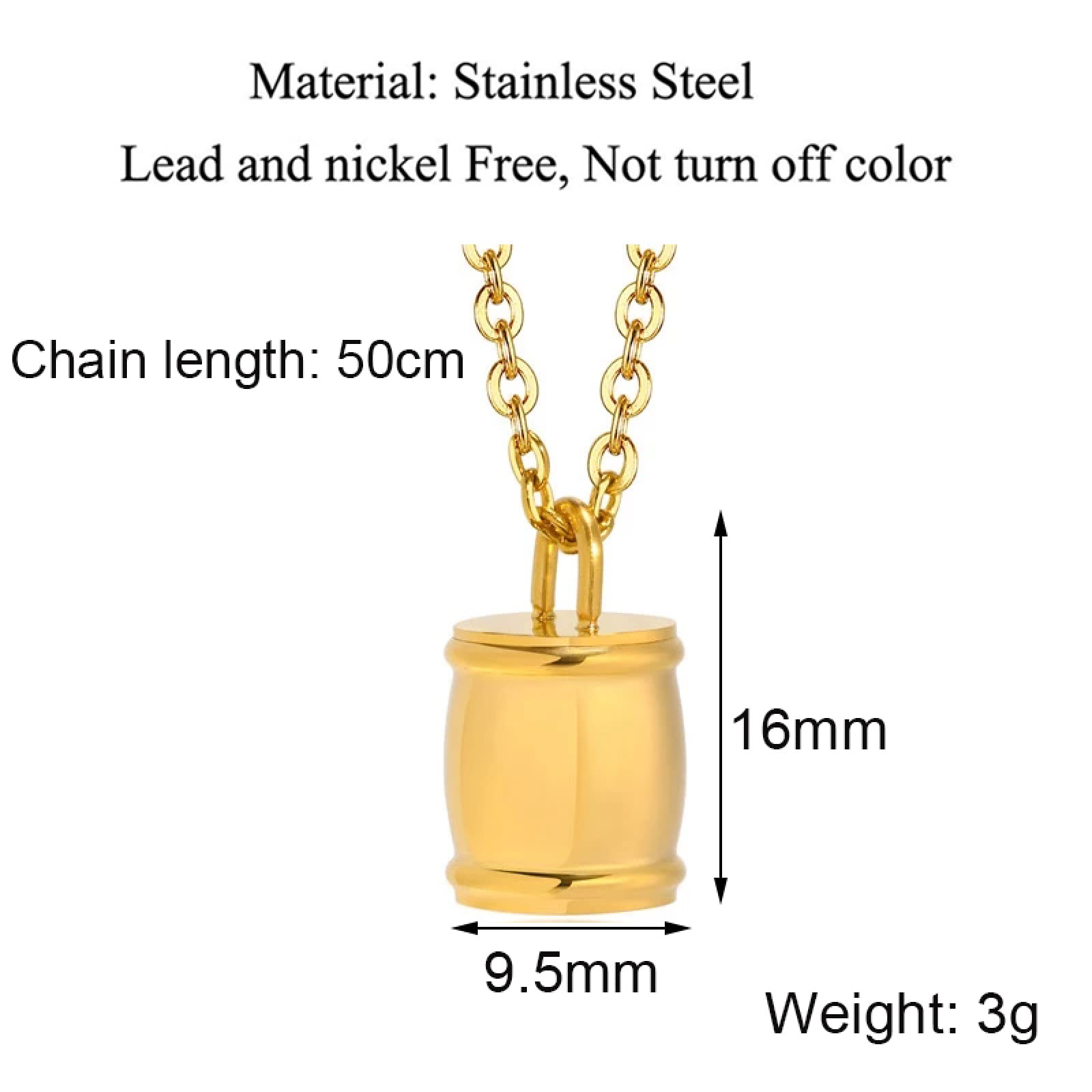 KETIME 4pcs Stainless Steel Cylinder Urn Necklace for Memorial Locket Pendant Jar Keepsake Cremation Jewelry