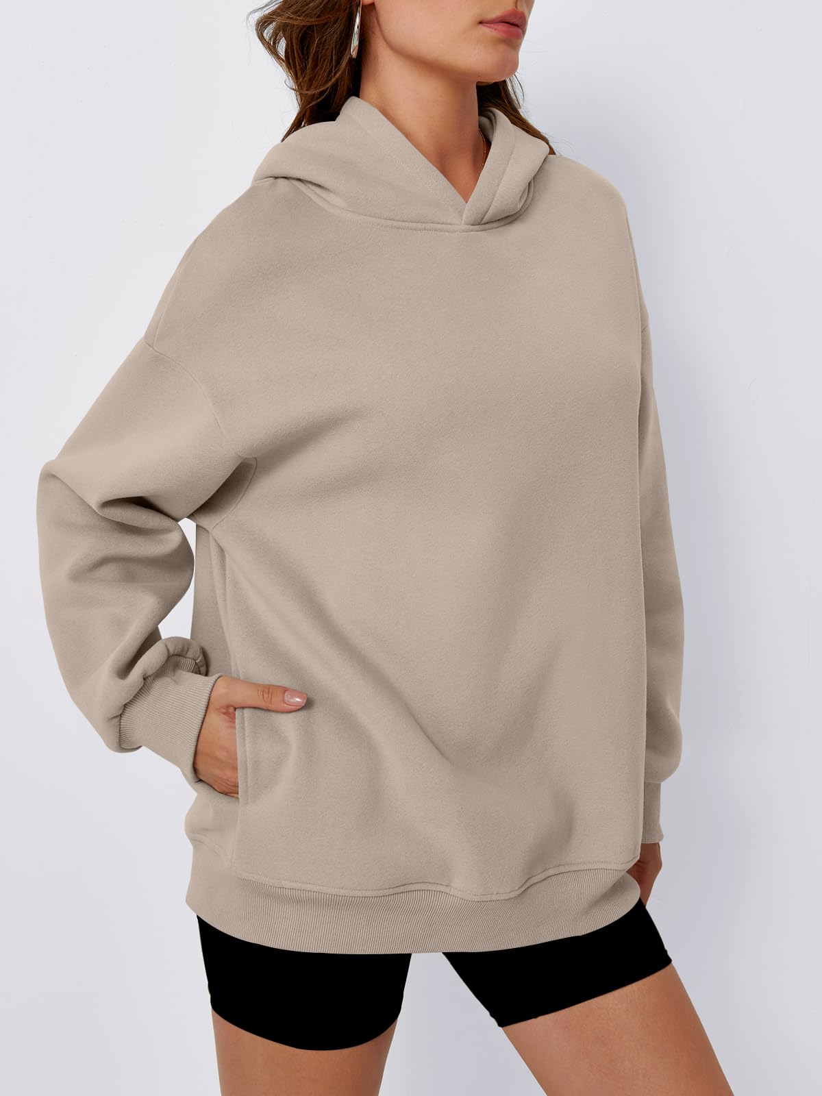 Trendy Queen Womens Oversized Hoodies Fleece Hooded Sweatshirts Casual Pullover Fall Winter Outfits Long Sleeve Tops 2025 CoffeeGrey XL