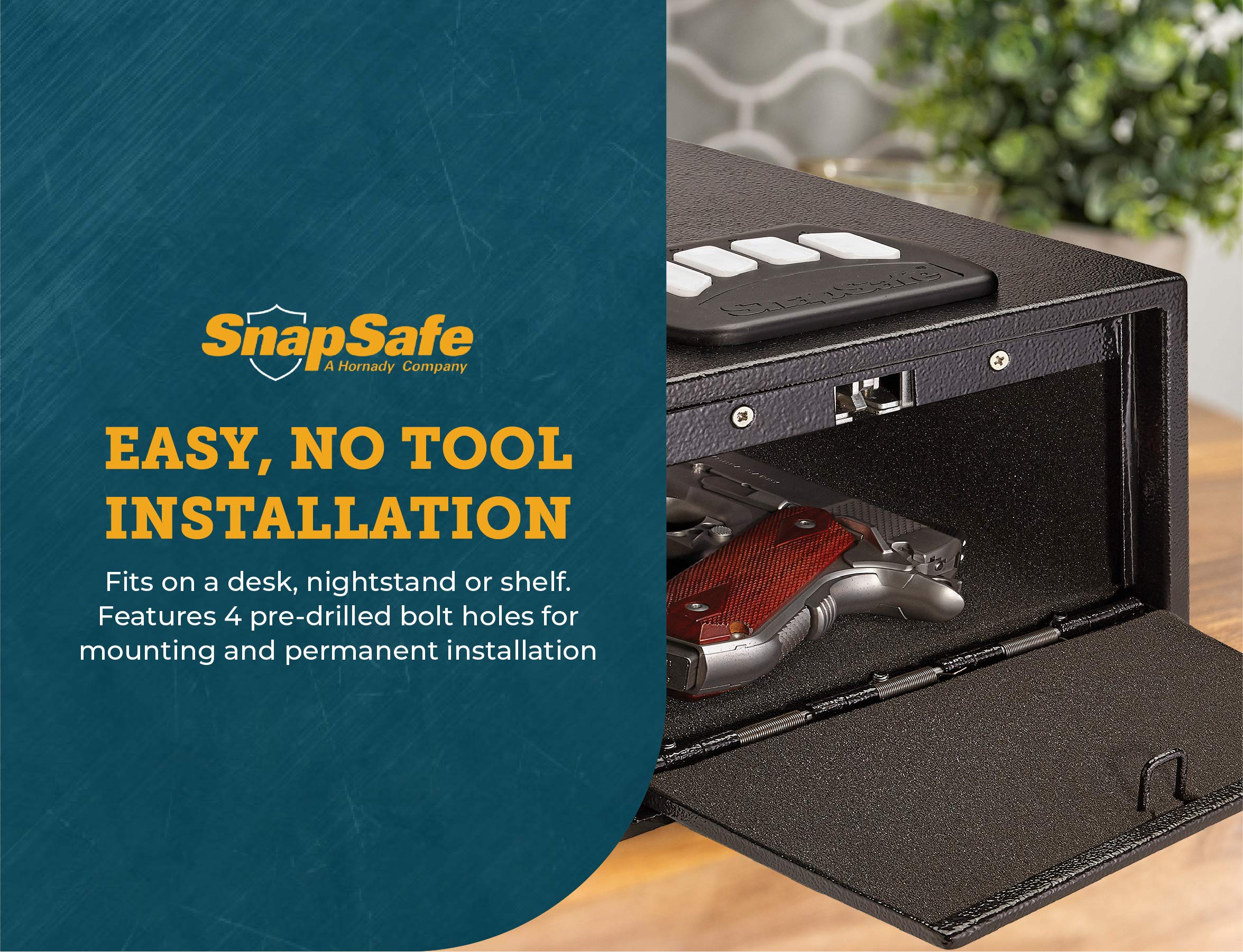 SnapSafe 1 Gun Keypad Vault – Keypad Handgun Vault Safe for Your Pistol and Valuables – 4-6 Keypad Entry with Backup Key – Black, Measures 12 (H) x 8.1 (W) x 5.25 (D) Inches – Item 75433