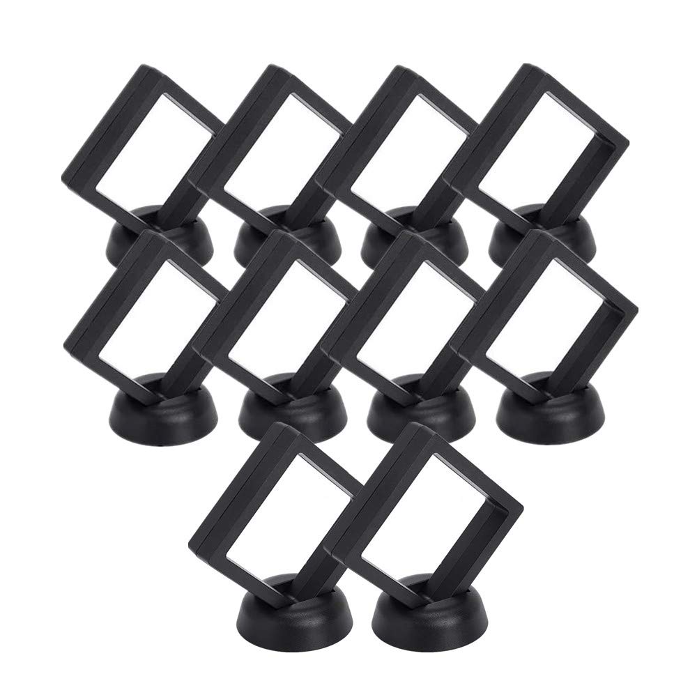 XIZHI Set of 10 Pack Black Diamond Shape Display 3D Floating Frame Display Holder Stands Holder Magic Suspension Box ïŒ2 3/4 x 2 3/4 x 7/8inches