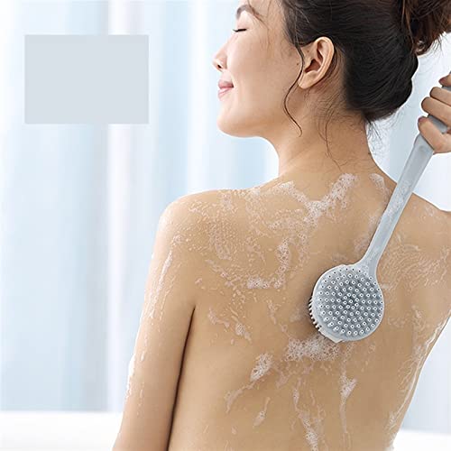INGVY Dry Brushing Body Brush Long Handle Multifunctional Silicone Brush Body Double-Sided Bath Shower Brush Back Massage Exfoliation Wisp Body Scrub Brush (Color : B)