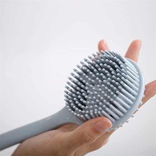 INGVY Dry Brushing Body Brush Long Handle Multifunctional Silicone Brush Body Double-Sided Bath Shower Brush Back Massage Exfoliation Wisp Body Scrub Brush (Color : B)