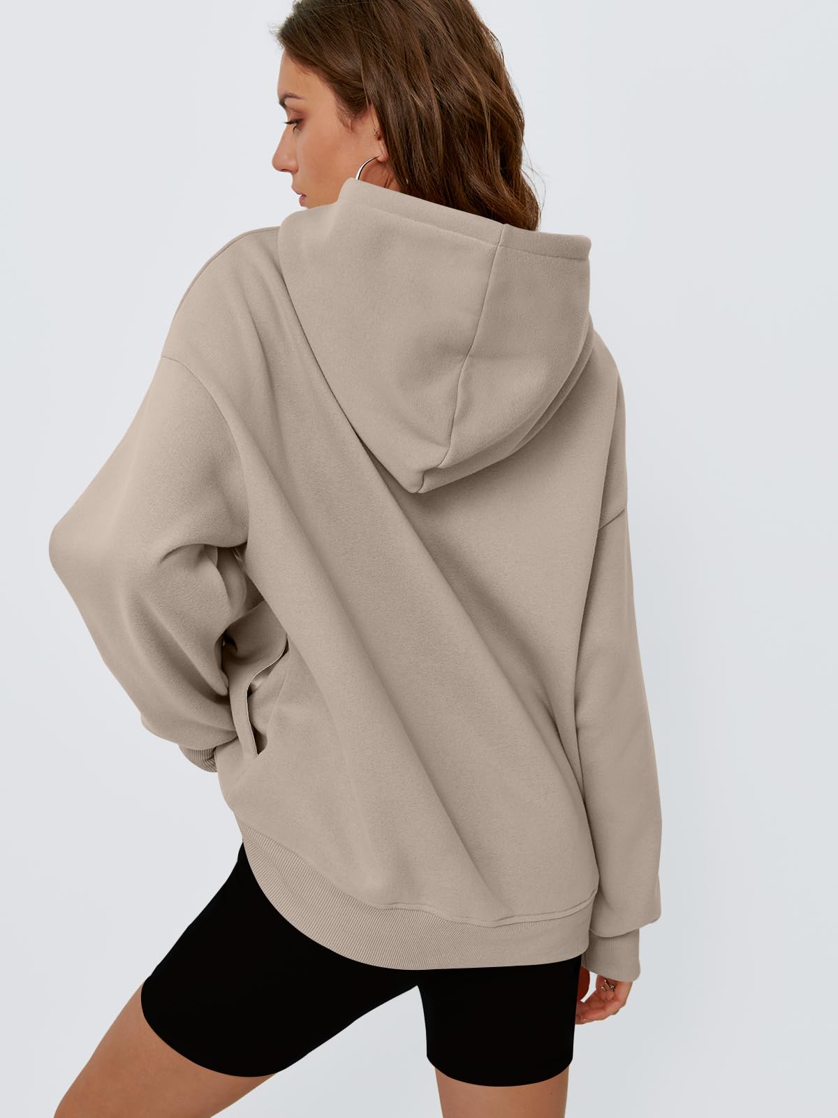 Trendy Queen Womens Oversized Hoodies Fleece Hooded Sweatshirts Casual Pullover Fall Winter Outfits Long Sleeve Tops 2025 CoffeeGrey XL