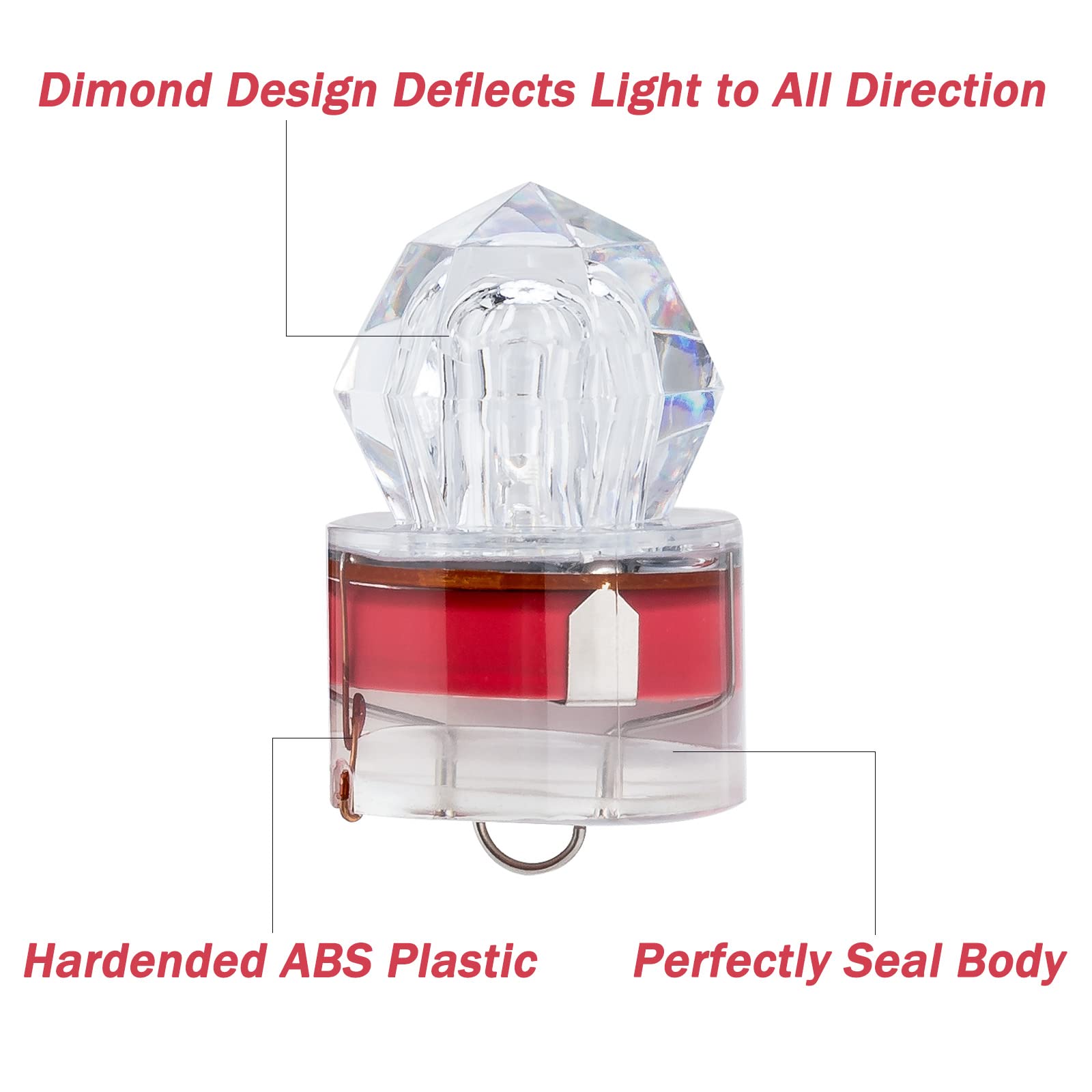 Dr.Fish 5 Pack LED Deep Drop Fishing Lights Diamond Lights Water Activate LED Lighted Lures Deep Drop Rig Fishing Flashers Hablibut Tuna Swordfish Green