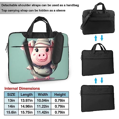 Cute Pig Laptop Bag 15.6 Inch, Business Briefcase Gifts For Men Women, Messenger Shoulder Bag With Strap