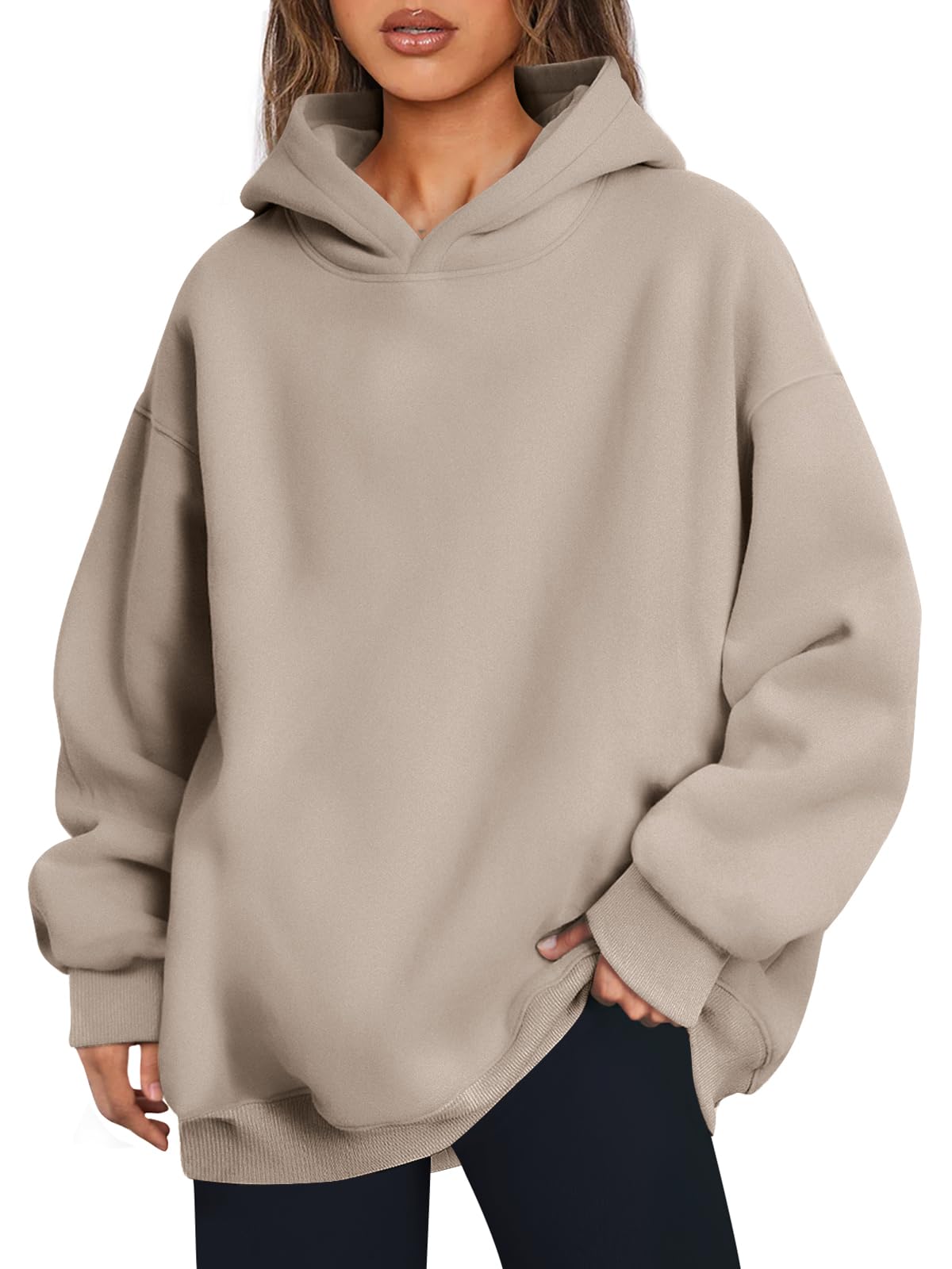 Trendy Queen Womens Oversized Hoodies Fleece Hooded Sweatshirts Casual Pullover Fall Winter Outfits Long Sleeve Tops 2025 CoffeeGrey XL