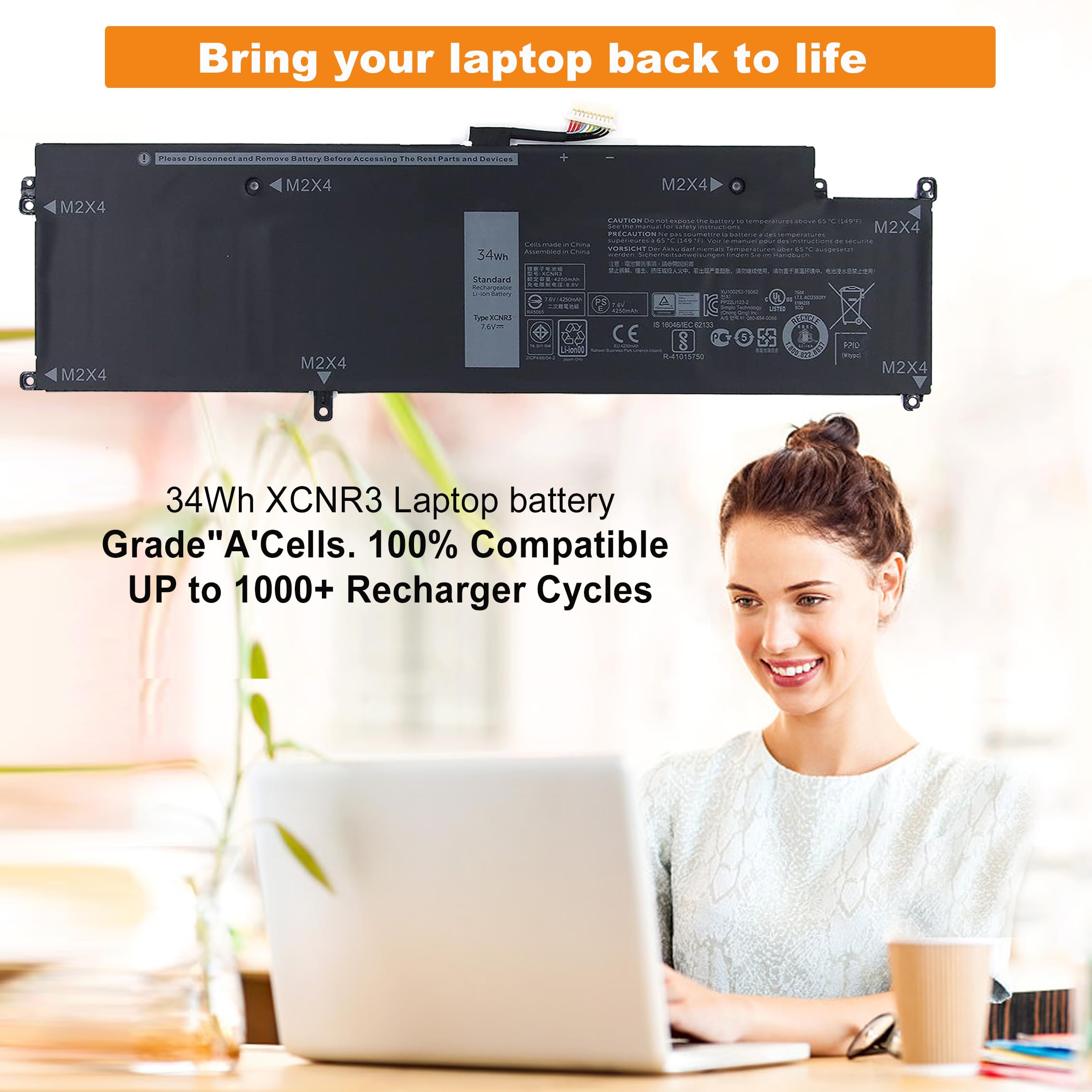 BOWEIRUI XCNR3 Laptop Battery Compatible with Dell Latitude 13 7370 Ultrabook Series WY7CG MH25J P63NY N3KPR G7X14 0G7X14