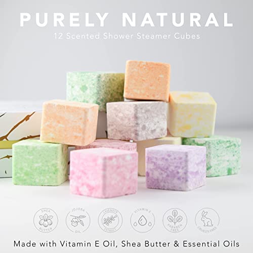Aromatherapy Shower Steamers, Variety Pack of 12 Shower Bombs, Natural Scented Marble Shower Tablets, Birthday, Relaxing Gift Ideas for Women & Men, Essential Oil Bath Bomb Eucalyptus & More