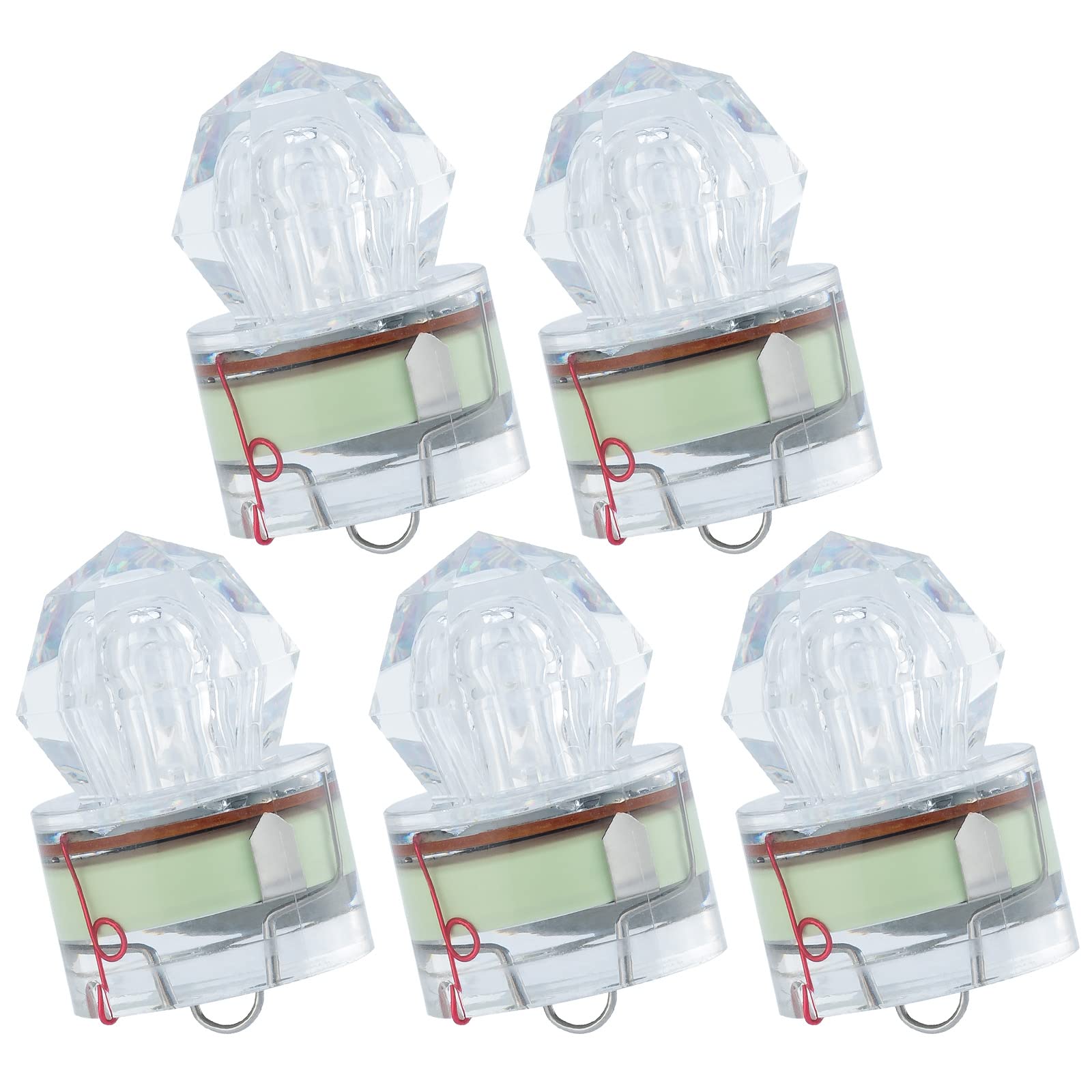 Dr.Fish 5 Pack LED Deep Drop Fishing Lights Diamond Lights Water Activate LED Lighted Lures Deep Drop Rig Fishing Flashers Hablibut Tuna Swordfish Green