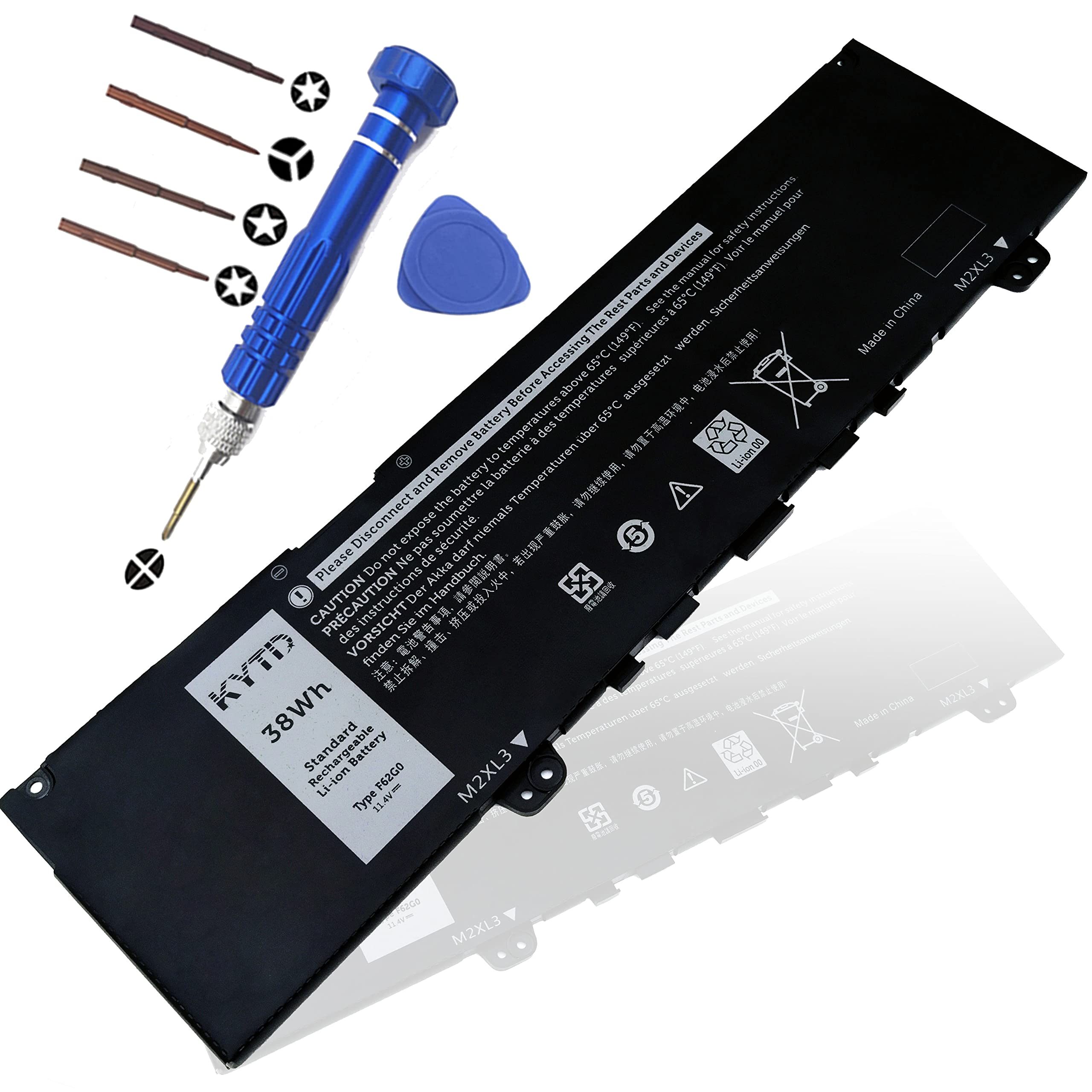 KYTD F62G0 Battery for Dell inspiron 13 5370 7370 i7373 7373 7380 7386 2-in-1 Vostro 5370 P83G P83G001 P87G P87G001 P83G002 P91G Series F62GO RPJC3 39DY5 11.4V 38Wh