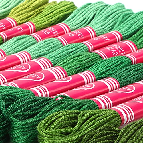 Embroidery Floss Set, Colorful Heavy Duty 12 Strands Polyester Exquisite Craft Tool Family Friend Kids Boys Girls Crafts (Green)