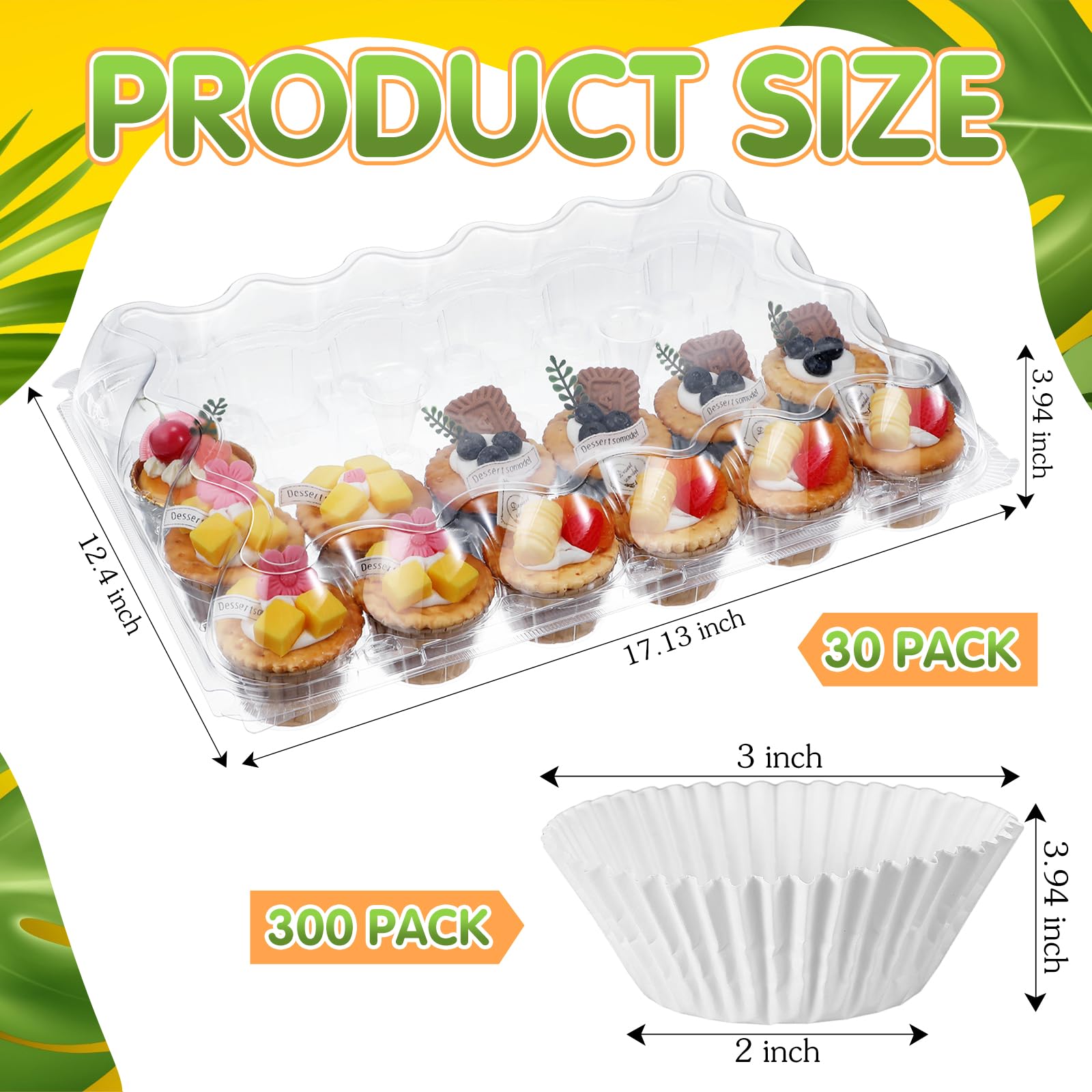 Roshtia 24 Count x 30 Sets Stackable Cupcake Containers with 900 Pcs Cupcake Liners Cupcake Carrier Holders Clear Mini Cupcake Holder Disposable Plastic Cupcake Boxes with Detachable Lid