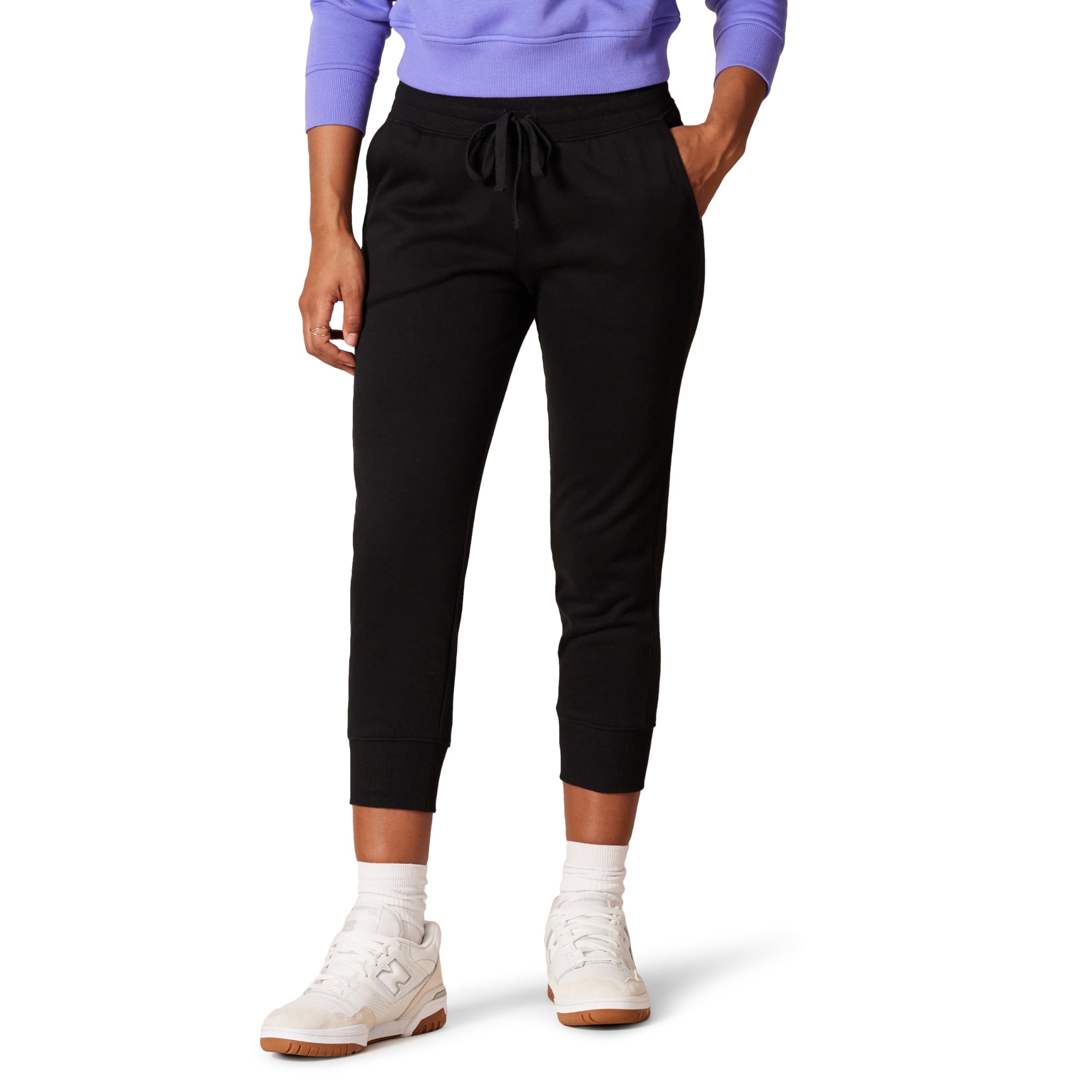 Amazon Essentials Women's Fleece Capri Jogger Sweatpant (Available in Plus Size), Black, X-Large