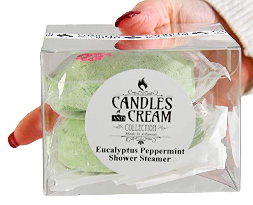 Candles and Cream Eucalyptus Peppermint Shower Steamer-Aromatherapy & Stress Relief, Restore & Soothe Body-Set of 2