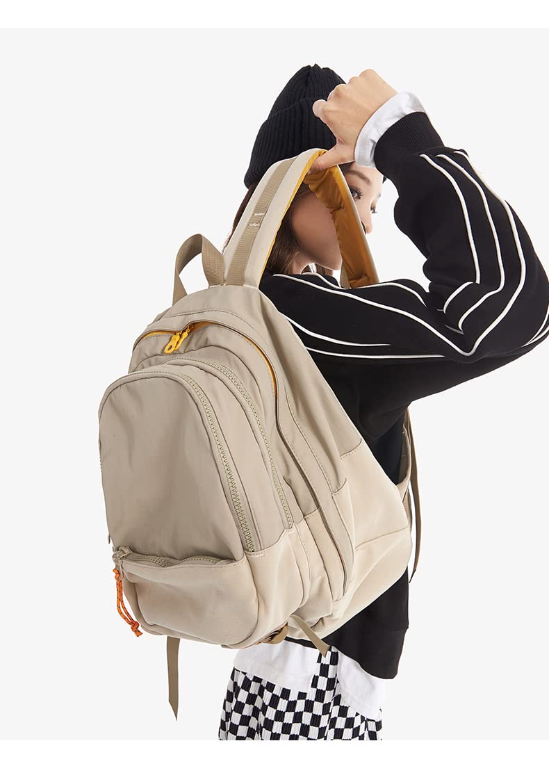 DORIS&JACKY UNISEX Campus Backpack Large Capacity Travel Casual Daypack For Women (Beige)