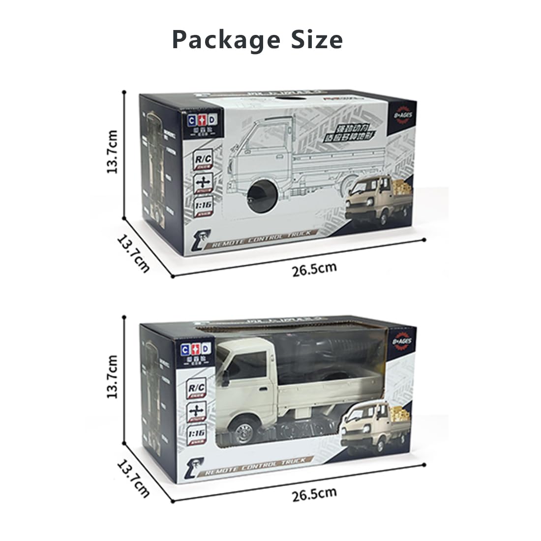 KAROYD RC Mini-Truck, D12mini 1/16 2.4Ghz RC Car Truck - White