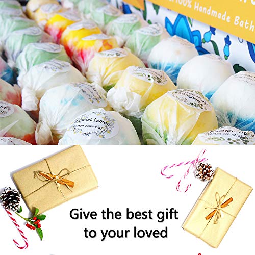 Organic Bath Bombs Gift Set, 50 Handmade Bulk Bath Bombs For Kids, Women, Men, Wonderful Fizz Effect Bath Gift For Valentine's Day, Christmas & Any Anniversaries