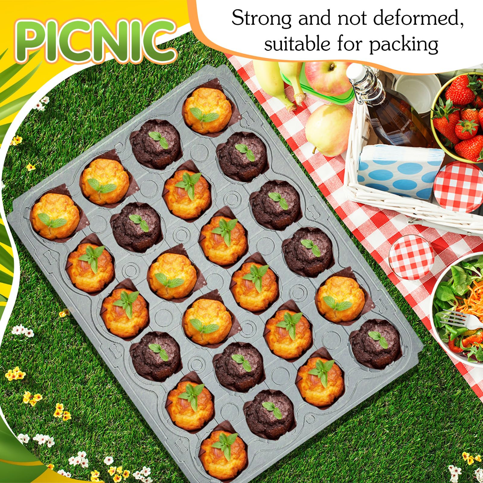 Roshtia 24 Count x 30 Sets Stackable Cupcake Containers with 900 Pcs Cupcake Liners Cupcake Carrier Holders Clear Mini Cupcake Holder Disposable Plastic Cupcake Boxes with Detachable Lid