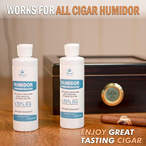 Humidor Solution for Humidor Cigars box, 7 oz (2 Pack) Cigar Humidor Accessories,Propylene Glycol Cigar Humidifier Solution for Humidor,Keep 70% RH,Portable Travel