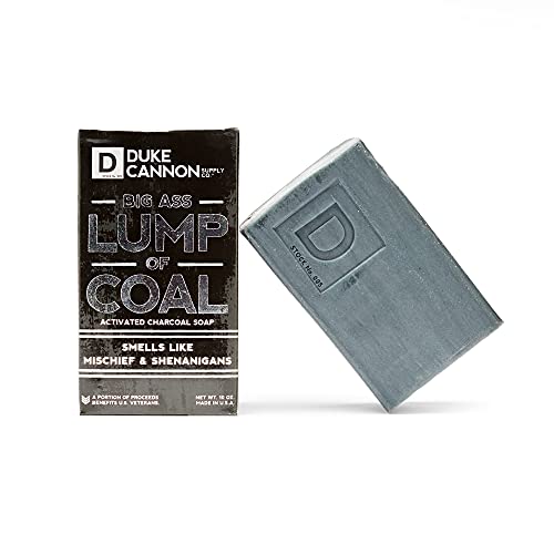 Duke Cannon Supply Co. Big Ass Lump of Coal Soap Bar for Men Holiday Edition (Bergamot & Black Pepper Scent) Multi-Pack - Superior Grade, Extra Large, Paraben-free, All Skin Types, 10 oz (3 Pack)
