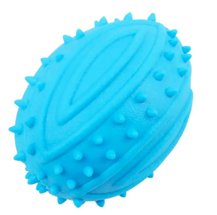 Mias Pawsome Pets Rugby Football Dog Squeaky Chew Toy: for Fetch and Teeth Cleaning Ball, for Small to Medium Breeds