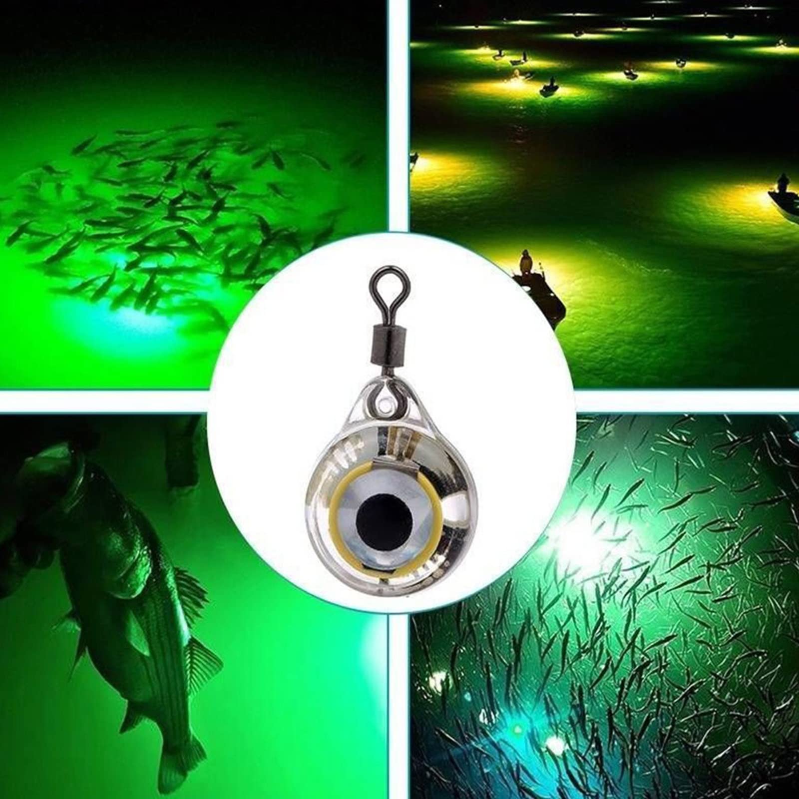 GTHFINE Led Fishing Lures Kit, Underwater Fishing Light, Small Fish Eye Hairtail Mini Lure Fish Light Set Fish Light, Fishing Spoons Underwater Flasher Diamond Lights Trolling Lures Halibut Rig-5pcs