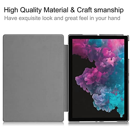 ZZOUGYY Tablet Case for Microsoft Surface Pro 4/5/6/7 12.3" - Ultra Slim Folio Stand, Lightweight Faux Leather, Dark Blue - Luxury Design, Water Resistant, Perfect for Working and Entertaining