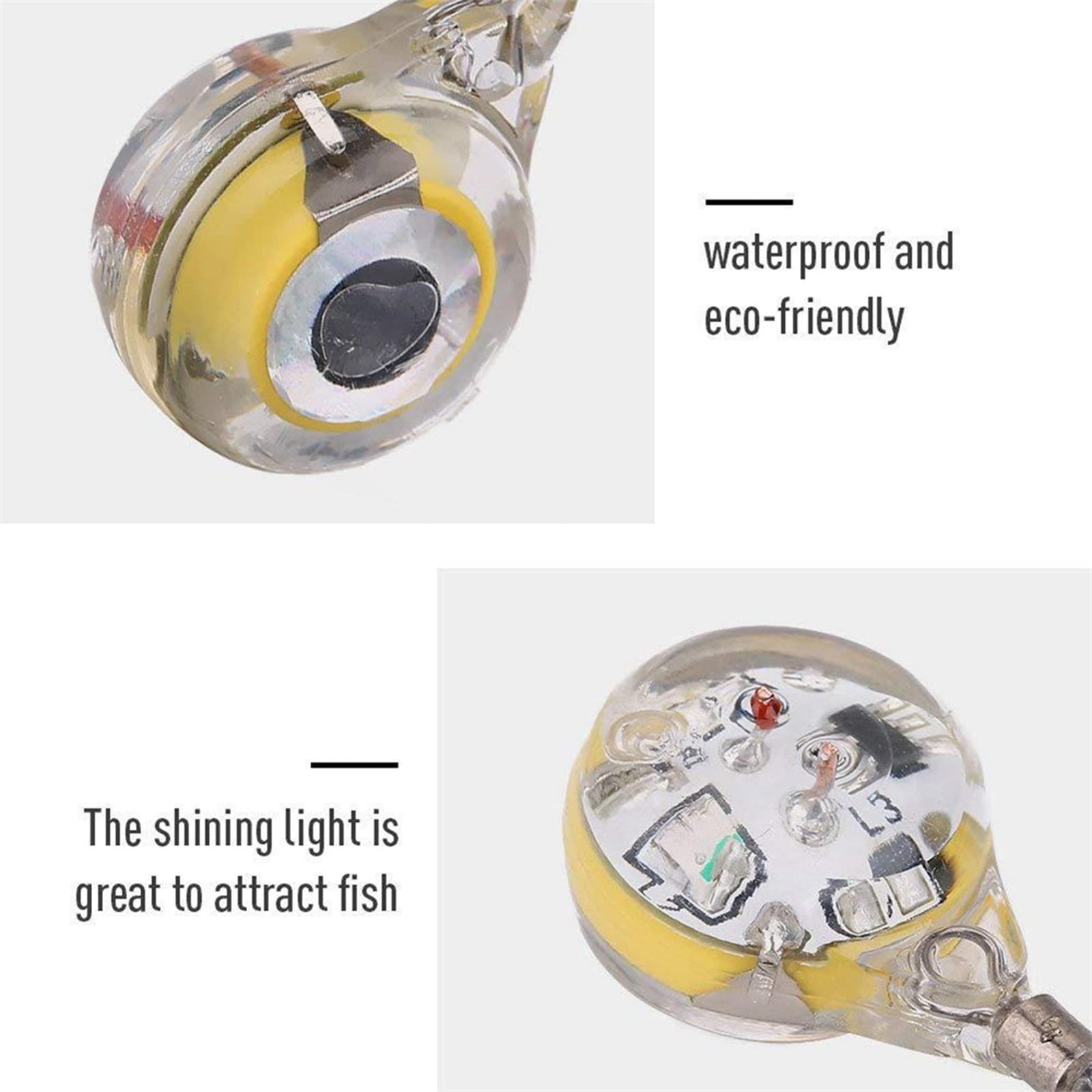 GTHFINE Led Fishing Lures Kit, Underwater Fishing Light, Small Fish Eye Hairtail Mini Lure Fish Light Set Fish Light, Fishing Spoons Underwater Flasher Diamond Lights Trolling Lures Halibut Rig-5pcs
