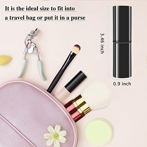 Falliny 2 Pack Retractable Kabuki Makeup Brush, Travel Face Blush Brush, Portable Powder Brush with Cover for Blush, Bronzer, Buffing, Flawless Powder Cosmetics