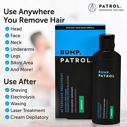 Bump Patrol Sensitive Strength Aftershave Formula - Gentle After Shave Solution Eliminates Razor Bumps and Ingrown Hairs - 2 Ounces