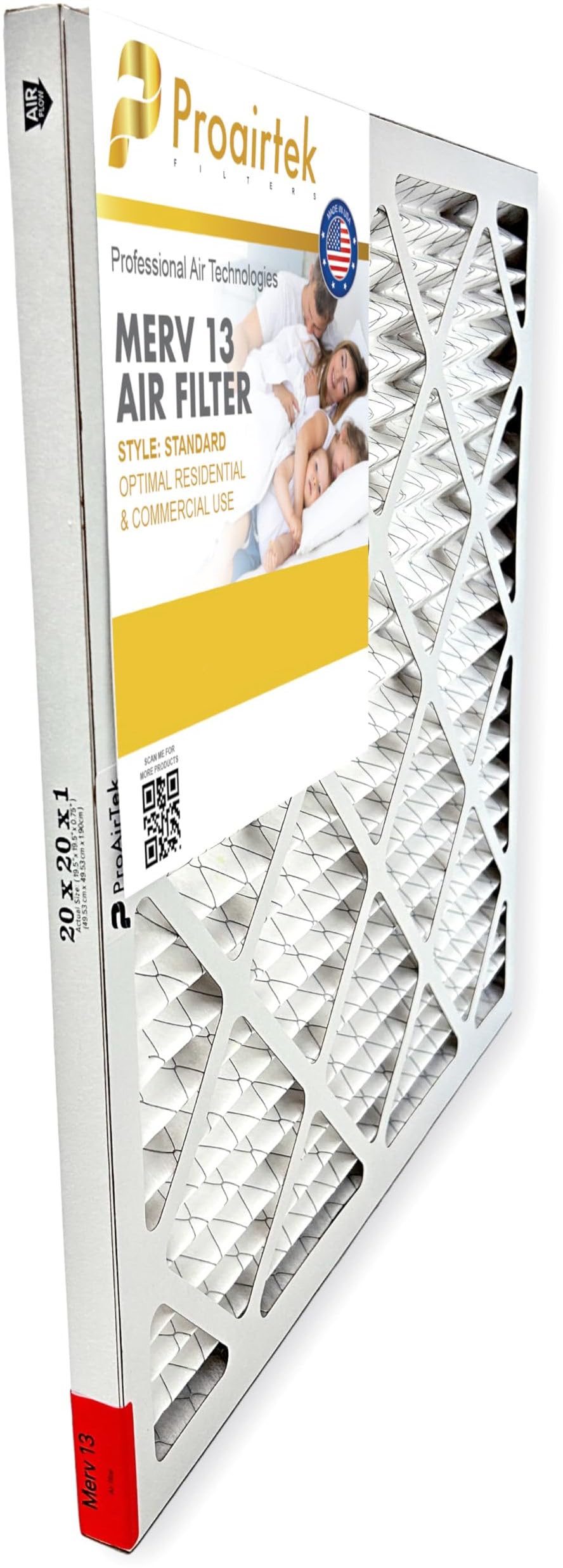 Proairtek AF20201M13SWH Model 20x20x1 Pack of 6 Air Filters, MERV 13; Ideal for Anyone Wanting Clean, Crisp Air in Their Home