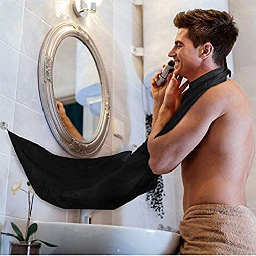 Beard Bib Beard Apron, Beard Hair Catcher for Men Shaving & Trimming Non-Stick Waterproof Beard Cape Grooming Cloth with 3 Suction Cups & A Box Birthday Gifts for Men Him Boyfriend