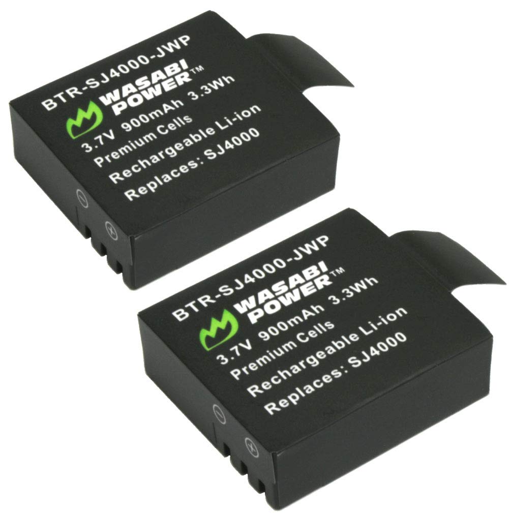 Wasabi Power Battery (2-Pack) for 1080P and 4K Action Cameras (Compatible with Crosstour, FITFORT, DBPower, AKASO, Aokon, Campark, DMYCO, HEIHEI, SOOCOO, ThiEYE, Vemico, VVHOOY, SJCAM M10 and More