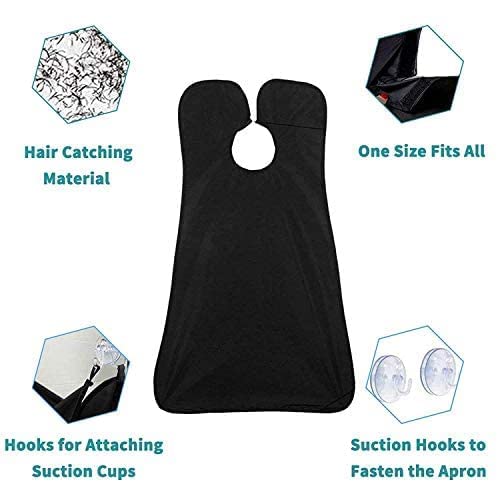Beard Bib Beard Apron, Beard Hair Catcher for Men Shaving & Trimming Non-Stick Waterproof Beard Cape Grooming Cloth with 3 Suction Cups & A Box Birthday Gifts for Men Him Boyfriend