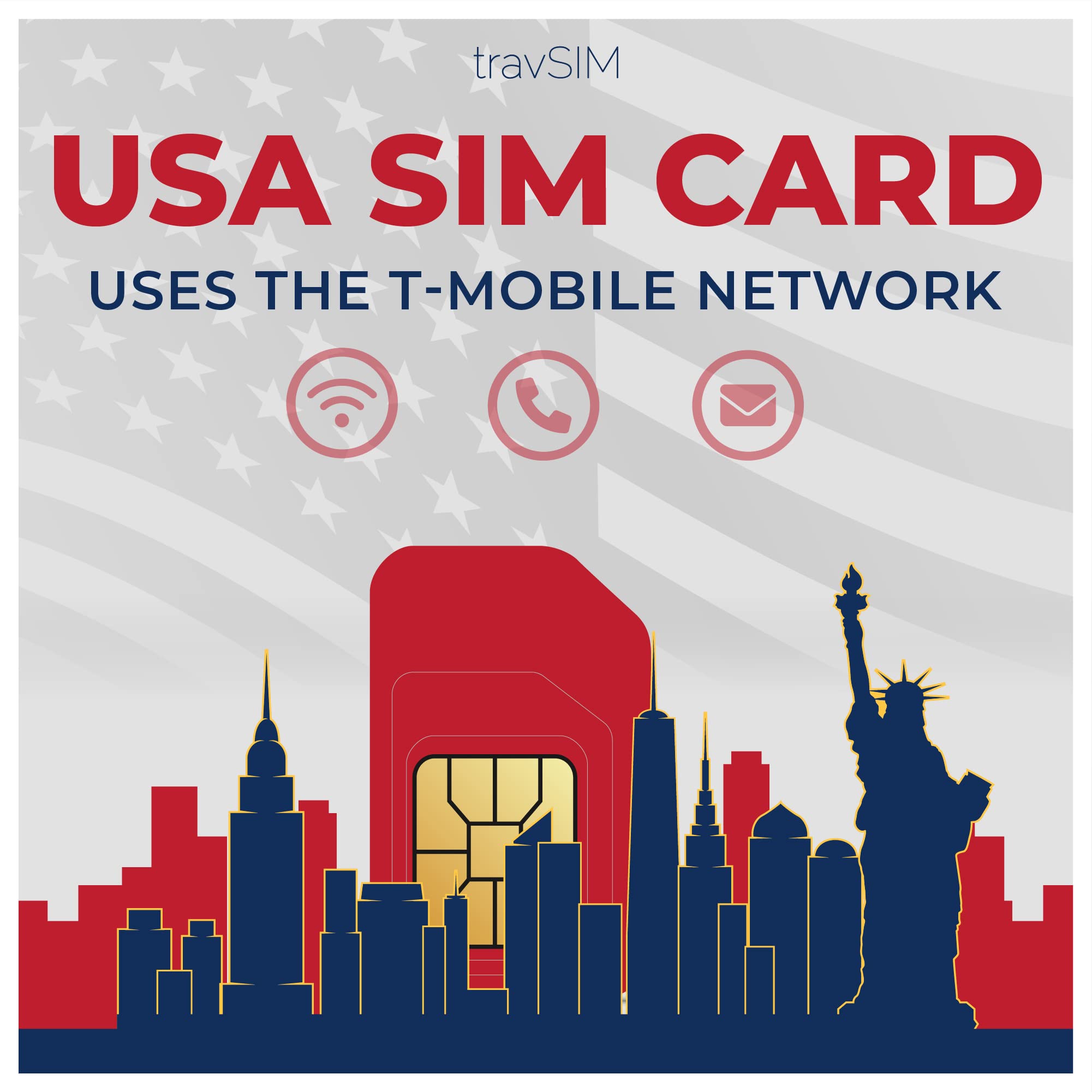 travSIM Prepaid SIM Card USA (T-Mobile Network) | Unlimited Mobile Data at 4G / 5G Speeds | US SIM Card with Unlimited Talk & Text in US | US Mobile SIM Card Valid for 30 Days