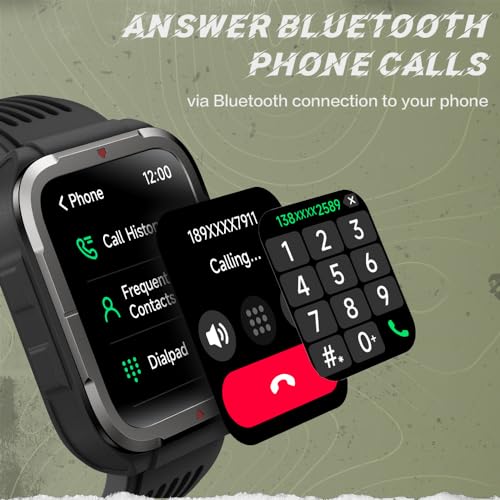 Smart Watch for Men with Bluetooth Call, Alexa Built-in1.8'' Rugged Military Smartwatch, 100+ Workouts SpO2 Heart Rate Monitor Sleep Step Counter IP68 Waterproof Activity Trackers for Android iPhone