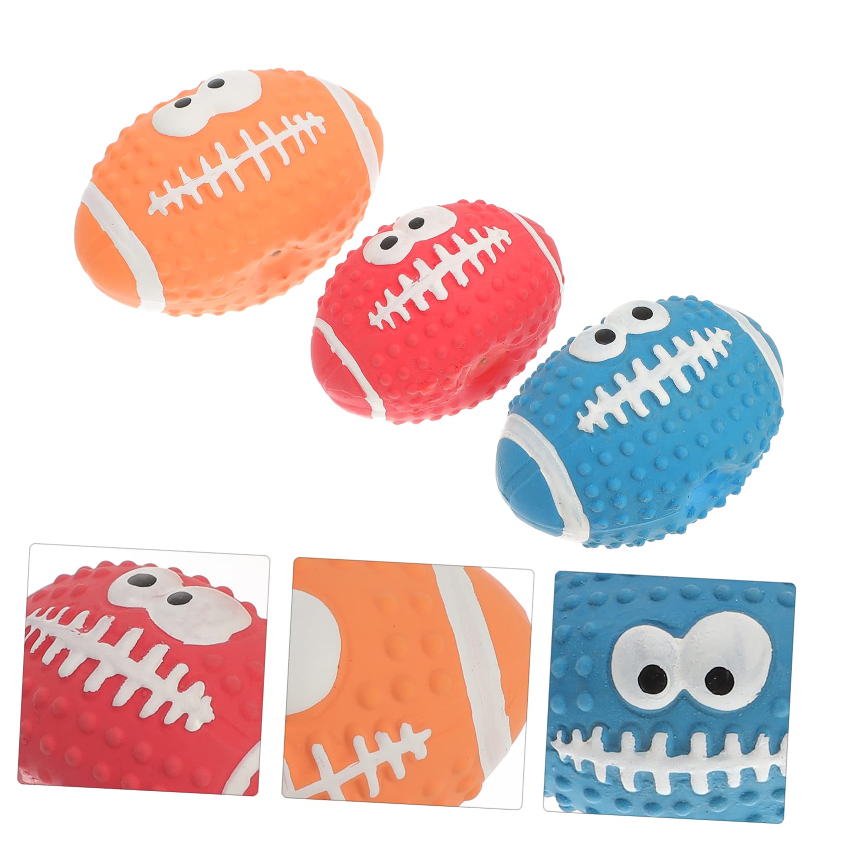 Didiseaon 3pcs Latex Squeaky Rugby Dog Toy Pet Squeaky for Outdoor Play Random Color