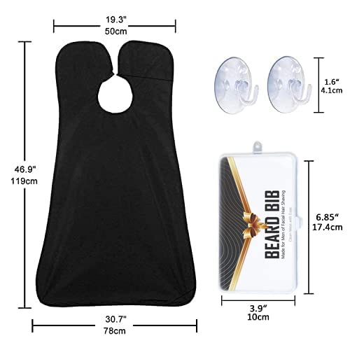 Beard Bib Beard Apron, Beard Hair Catcher for Men Shaving & Trimming Non-Stick Waterproof Beard Cape Grooming Cloth with 3 Suction Cups & A Box Birthday Gifts for Men Him Boyfriend