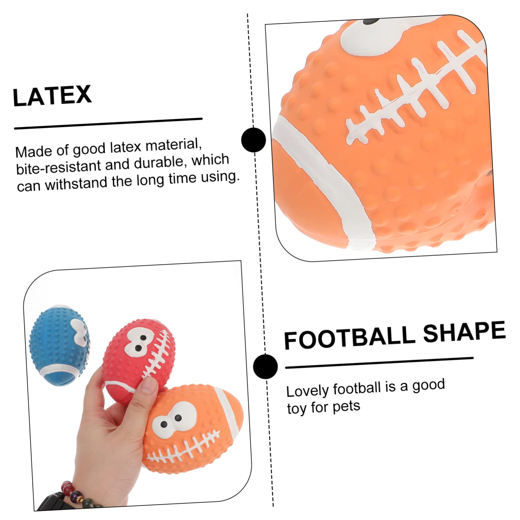 Didiseaon 3pcs Latex Squeaky Rugby Dog Toy Pet Squeaky for Outdoor Play Random Color
