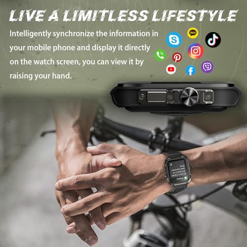 Smart Watch for Men with Bluetooth Call, Alexa Built-in1.8'' Rugged Military Smartwatch, 100+ Workouts SpO2 Heart Rate Monitor Sleep Step Counter IP68 Waterproof Activity Trackers for Android iPhone