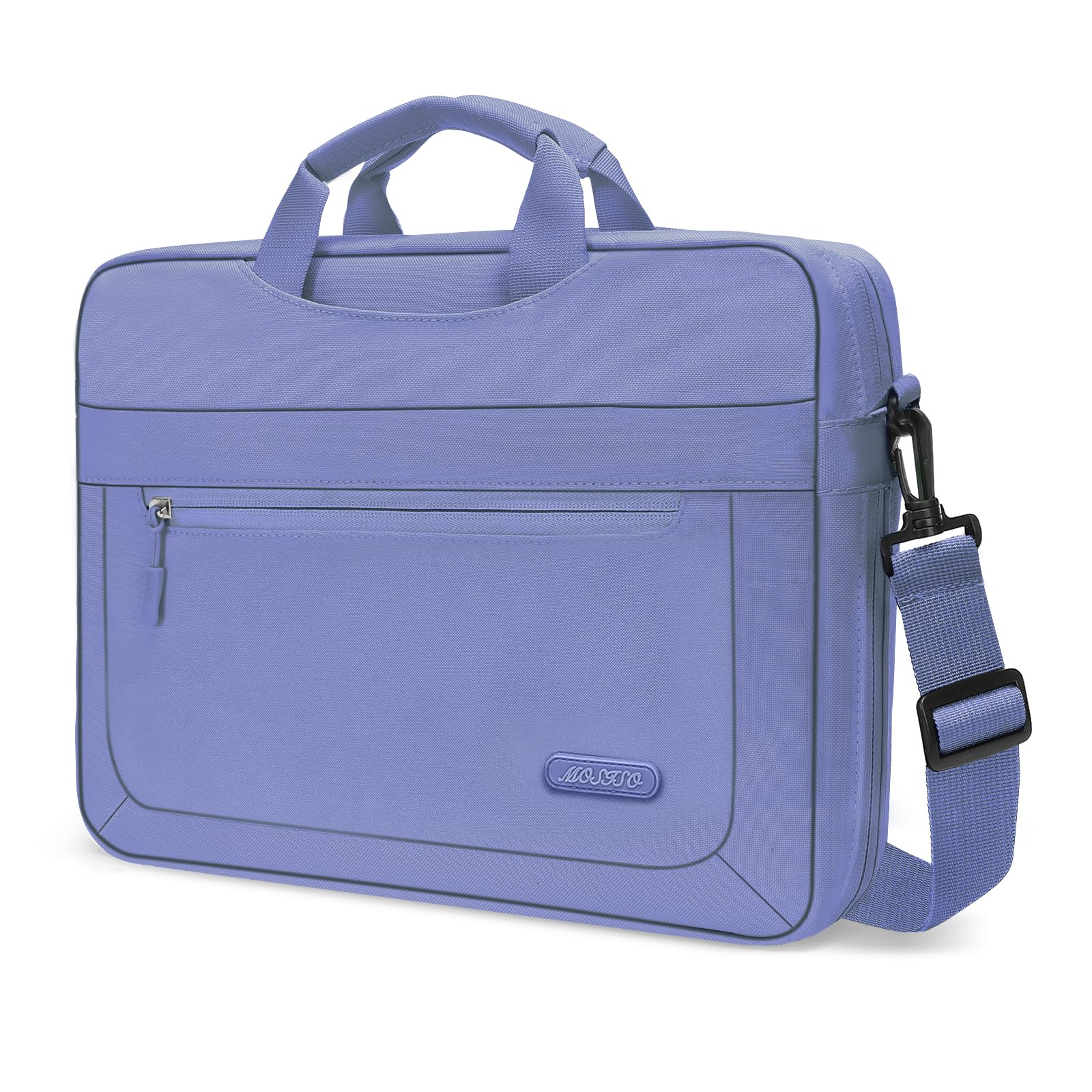 MOSISO Laptop Shoulder Messenger Bag Compatible with MacBook Air 15 inch M2 A2941/Pro 16 inch M3 A2991 M2 A2780 M1 A2485 A2141,15-15.6 inch Notebook with Adjustable Depth at Bottom, Lavender Gray