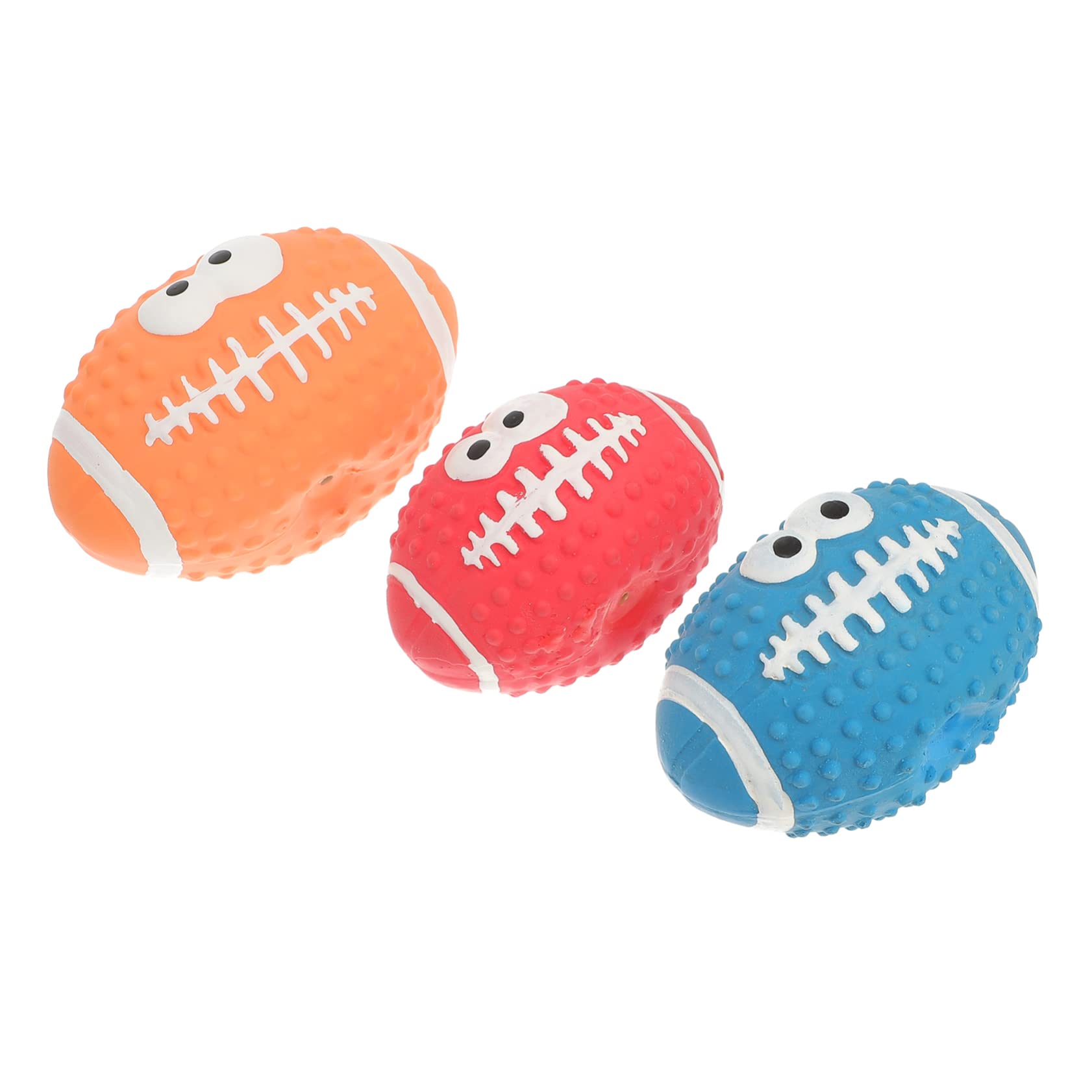 Didiseaon 3pcs Latex Squeaky Rugby Dog Toy Pet Squeaky for Outdoor Play Random Color