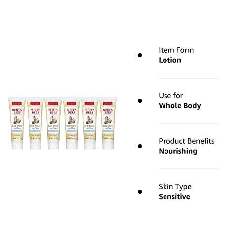 Burt's Bees Body Lotion Naturally Nourishing Milk and Honey, 1 Ounce (Pack of 6)