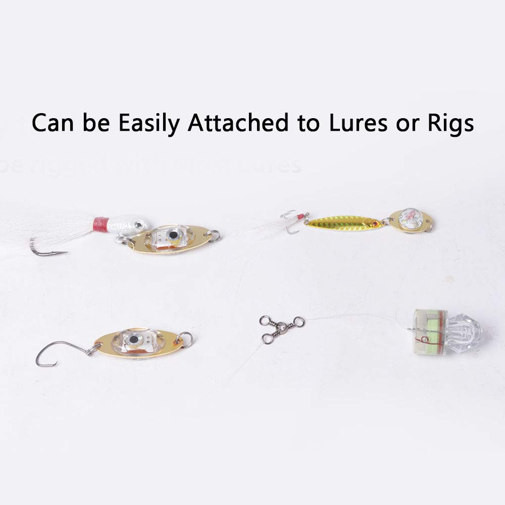 Dr.Fish 10 Pack Deep Drop LED Fishing Lures Mix Color and Green Water Activate Diamond Lights Under Water Fishing Flasher Light Attractant