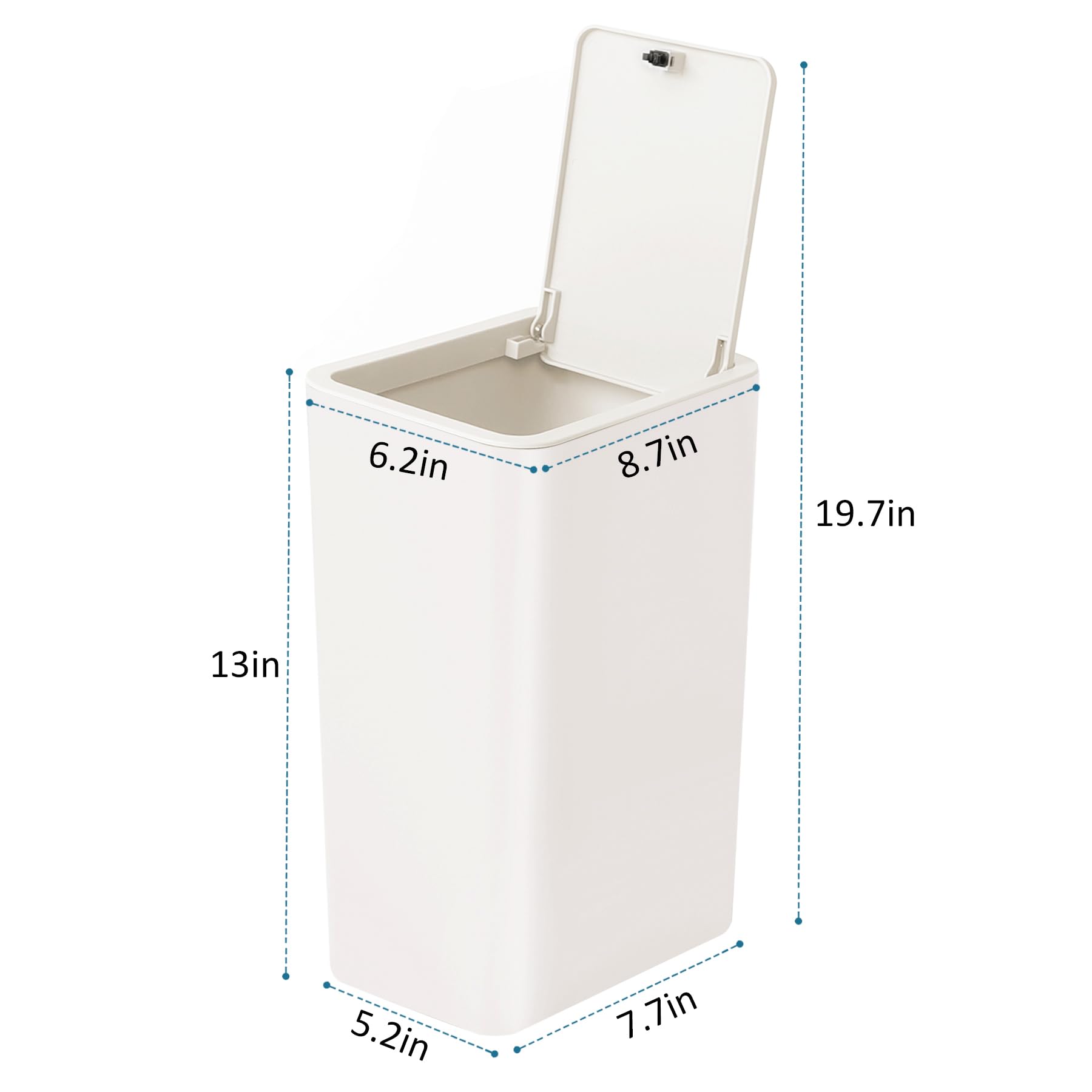 TIPGO Bathroom Trash Can with Lid, 10 Liter/ 2.6 Gallon Slim Garbage Can, Small Trash Bin Waste Basket with Pop-Up Lid for Kitchen, Bedroom, Living Room, Office (2 Pack, White)